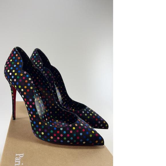 Christian Louboutin | Shoes | Polka Dot 0mm Black Rainbow Multi Hot ...
